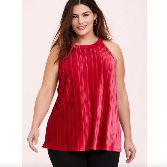 torrid | Tops | Torrid Red Velvet Pleated Goddess Top | Poshmark